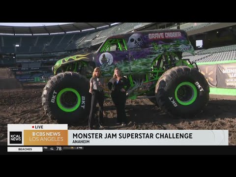 A look at the Grave Digger monster truck with Krysten Anderson ahead of Monster Jam Superstar Challe