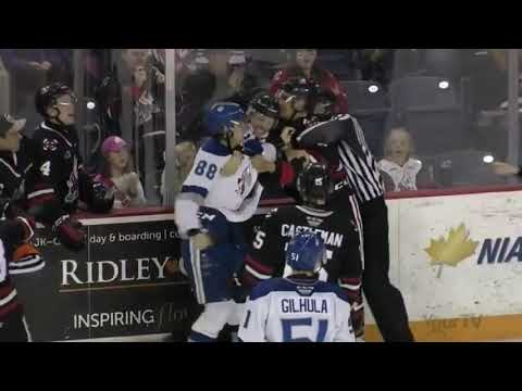 Kosta Manikis vs. Landon Cato, February 16, 2020 - Sudbury Wolves vs ...