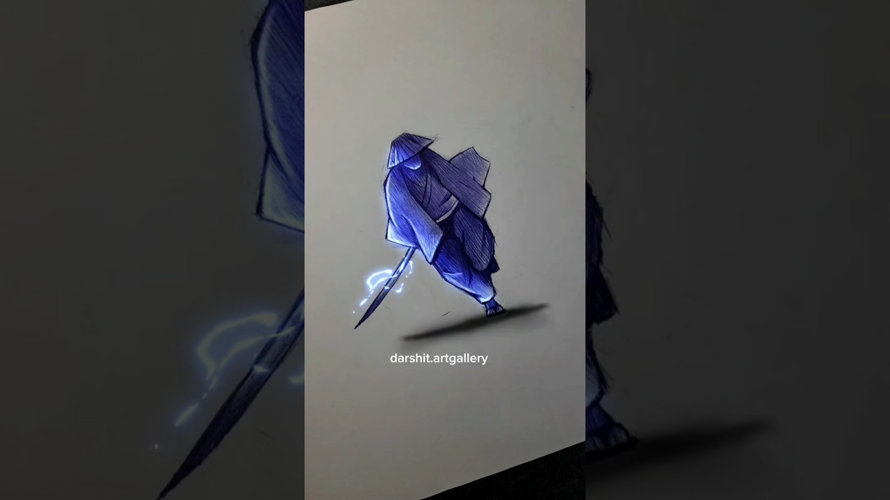 Samurai fighting pen sketch animation #shorts #animedrawing