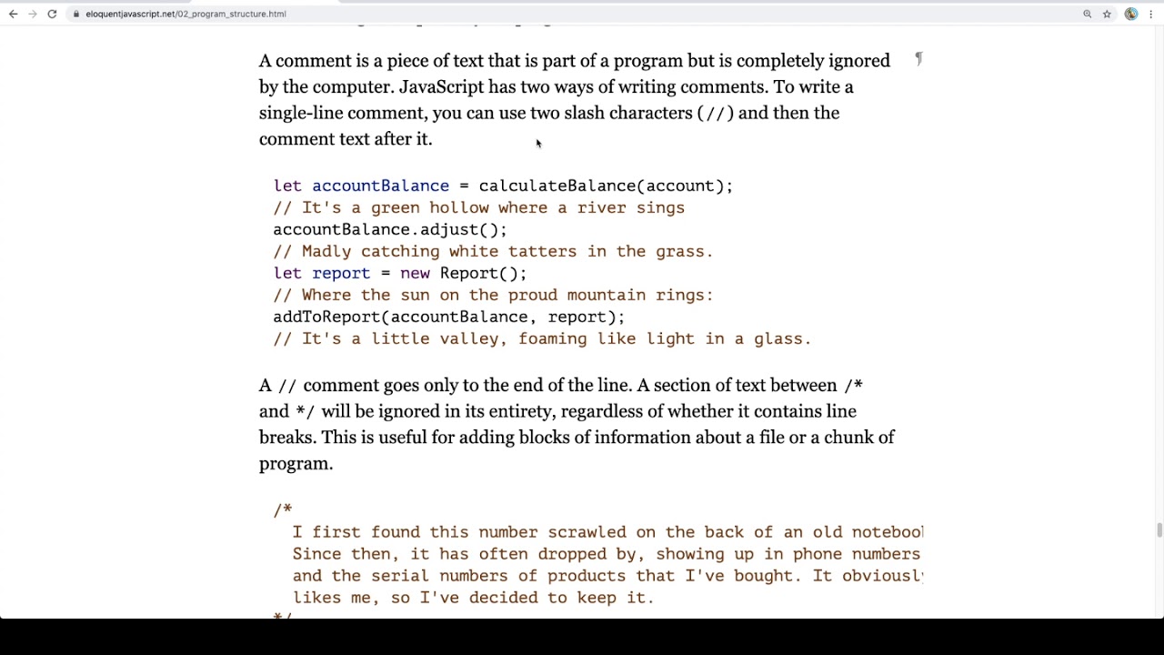 Eloquent JavaScript Read-Along - Program Structure - 017 - Comments