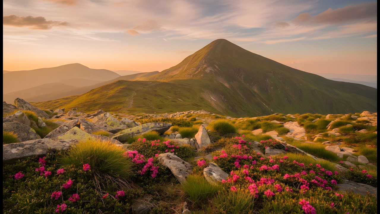 Mountain Sunset Landscape 4K — 3 Hours Ambient Screensaver | No Sound