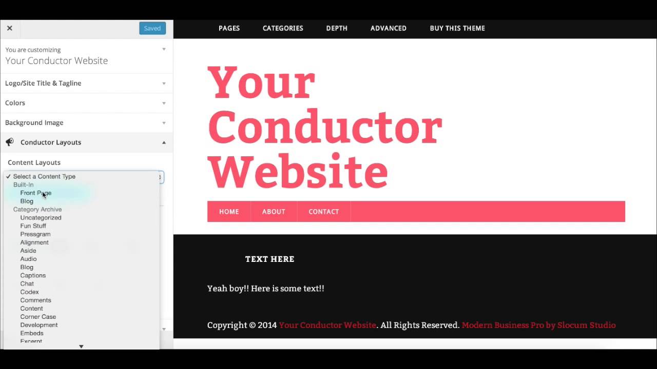 Put Conductor Layouts on the Front Page
