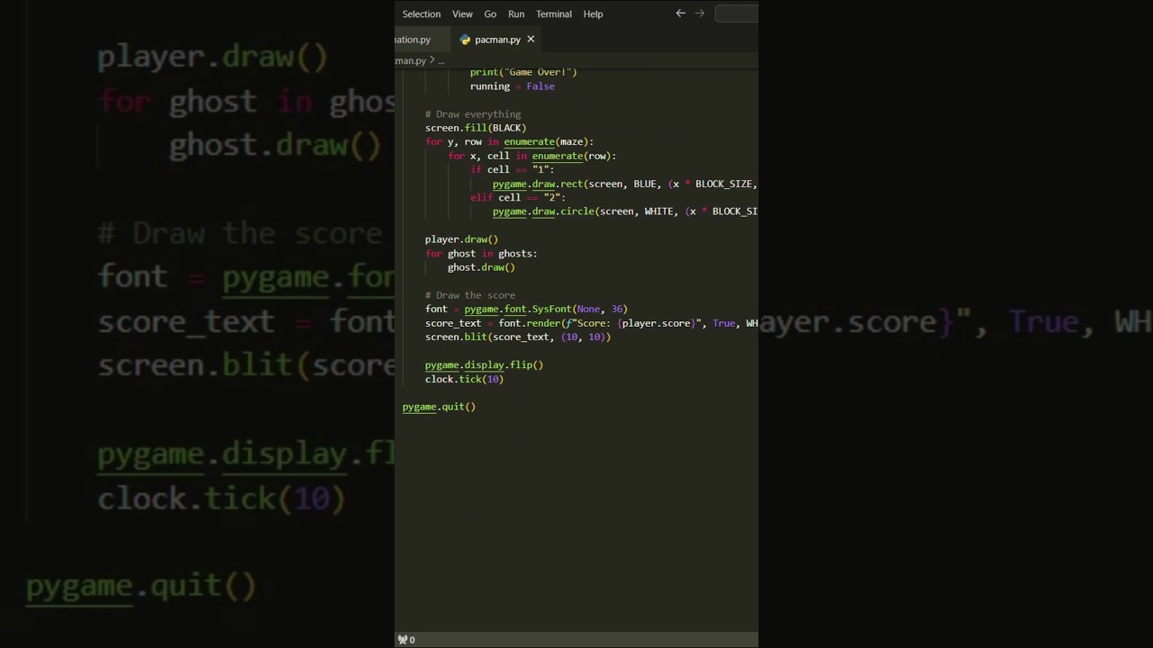Pac-Man Game #python #programming #creativecoding #coding #shorts #gaming#pacman#viralgame