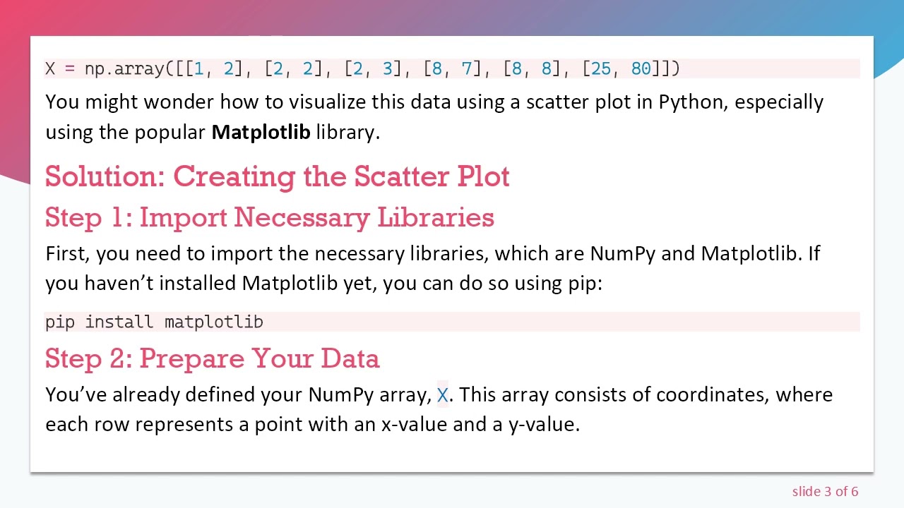 How to Easily Create a Scatter Plot from a NumPy Array Using Matplotlib