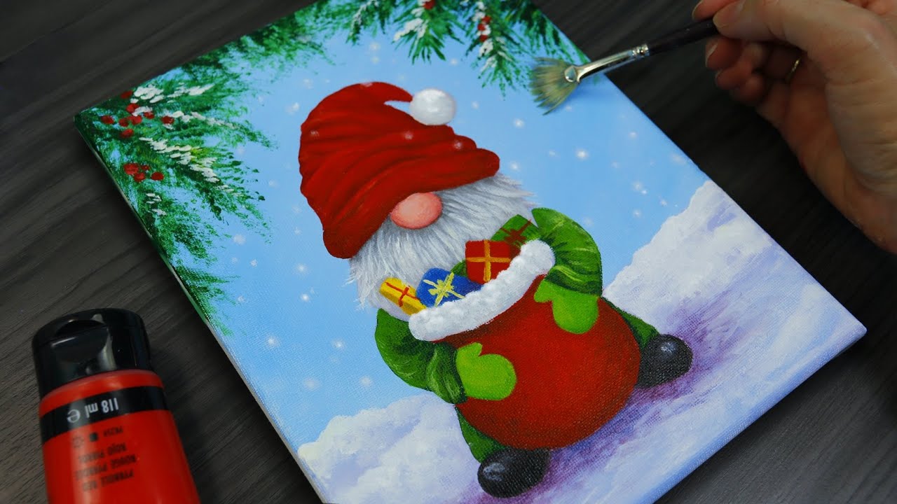 How To Paint A Cute Christmas Gnome Step By Step