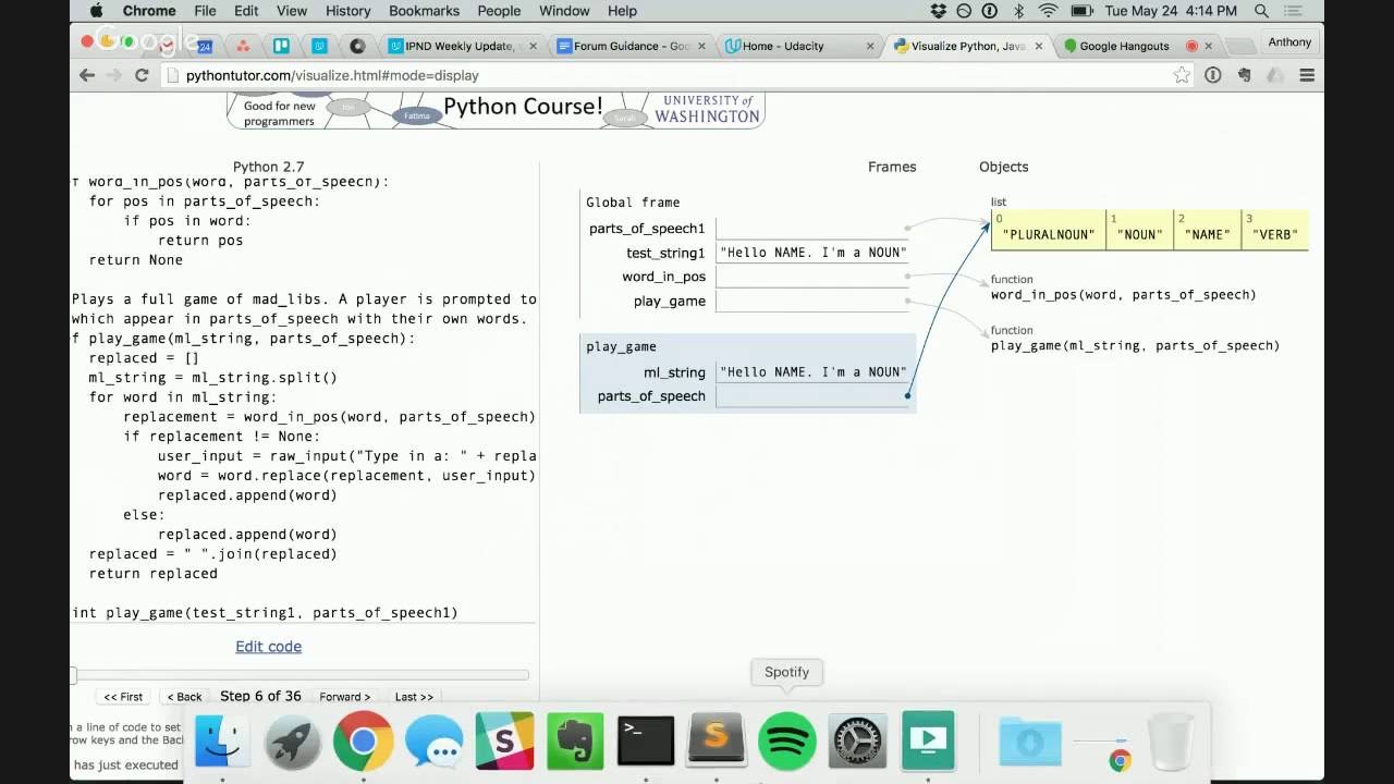 IPND: Python Tutor Walkthrough