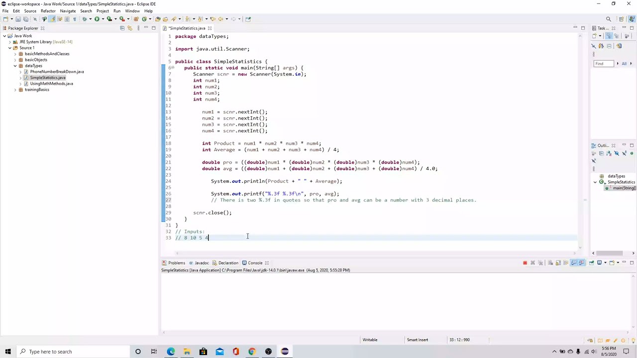 Java Lab: Simple Statistics