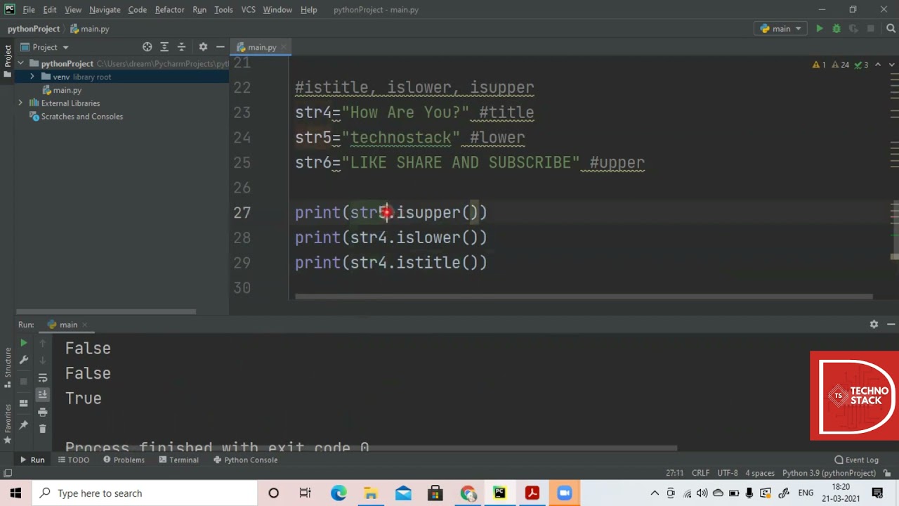 #7 Python String Methods : isupper () , islower () , istitle () | Practical Concepts