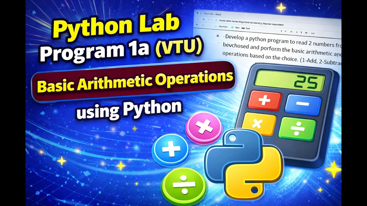 VTU Python Lab 1a | Calculator Program using If-Else (Full Explanation + Output)