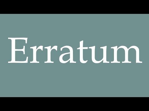 How to Pronounce ''Erratum'' Correctly in French