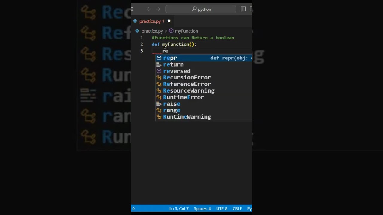 Function can return a  Boolean #python #pythonprogramming #coding #code #programming
