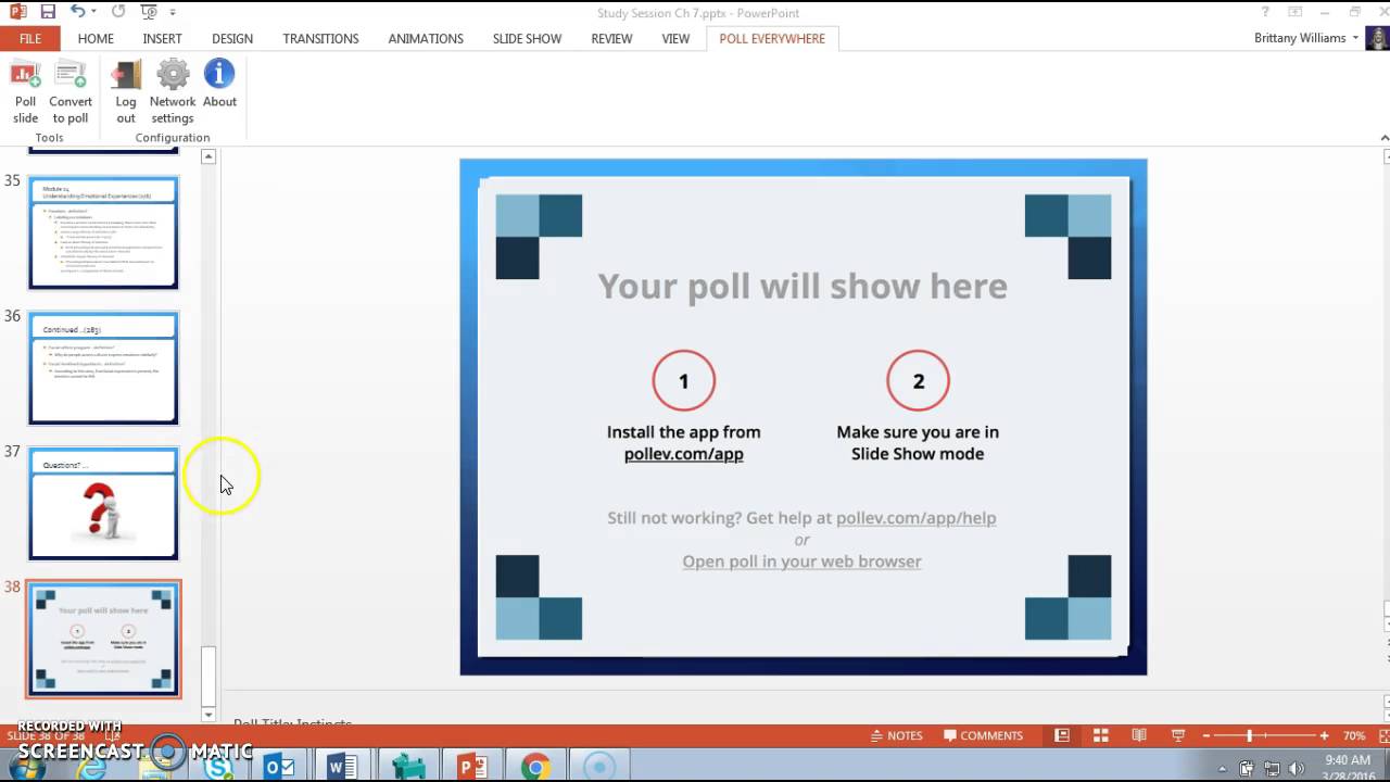 Adding Poll Everywhere question to PowerPoint
