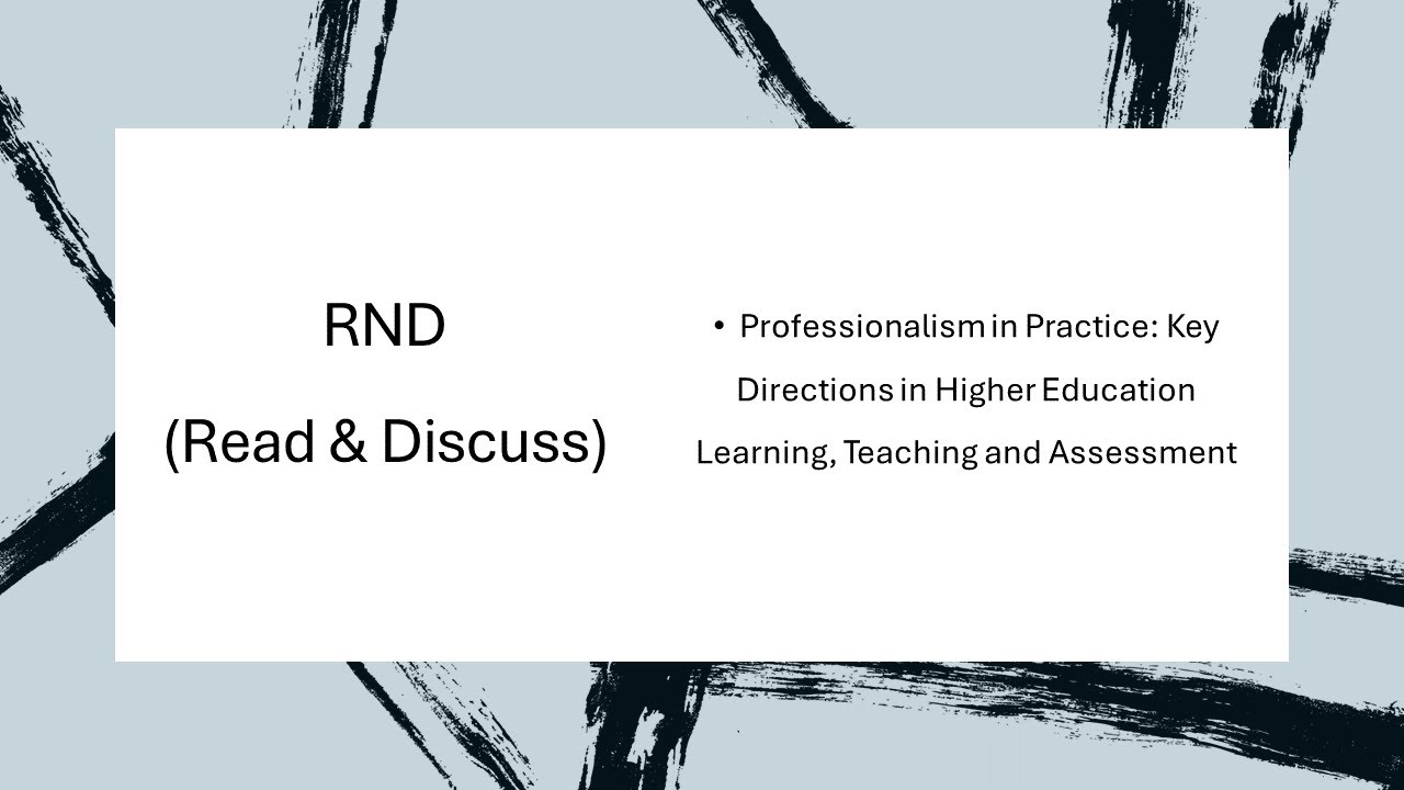 RND-1: Chapter 1 of Professionalism in Practice by Kay Sambell