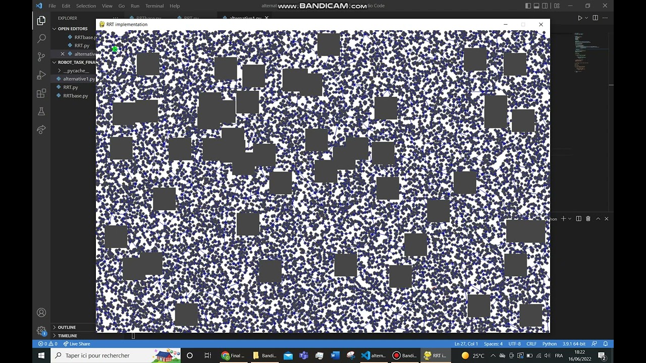 RRT sampling algorithm - python implementation (failure)