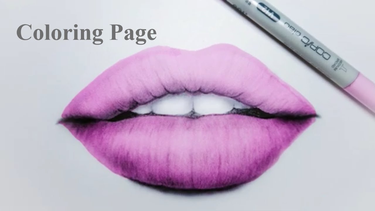 Shaded Coloring Page - Lips