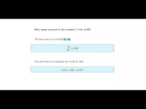 How many percent is the number 7 out of 56?