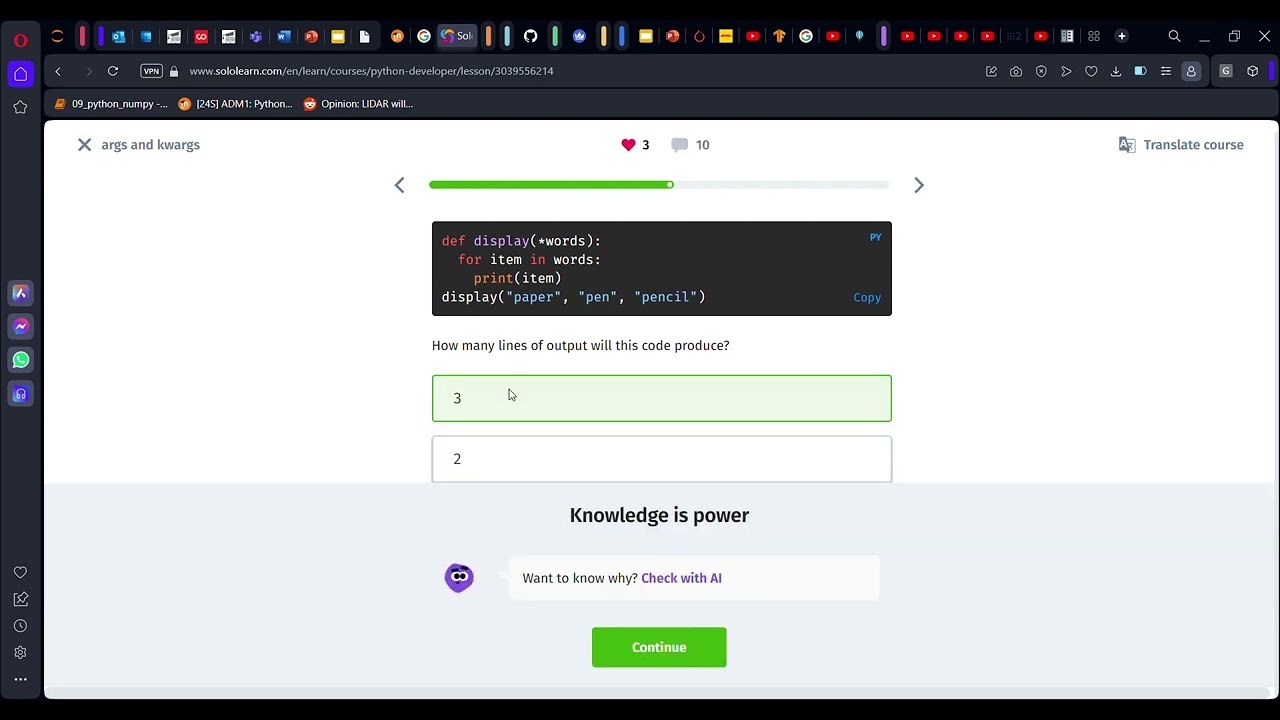 66 args and kwargs | Python Developer | Sololearn