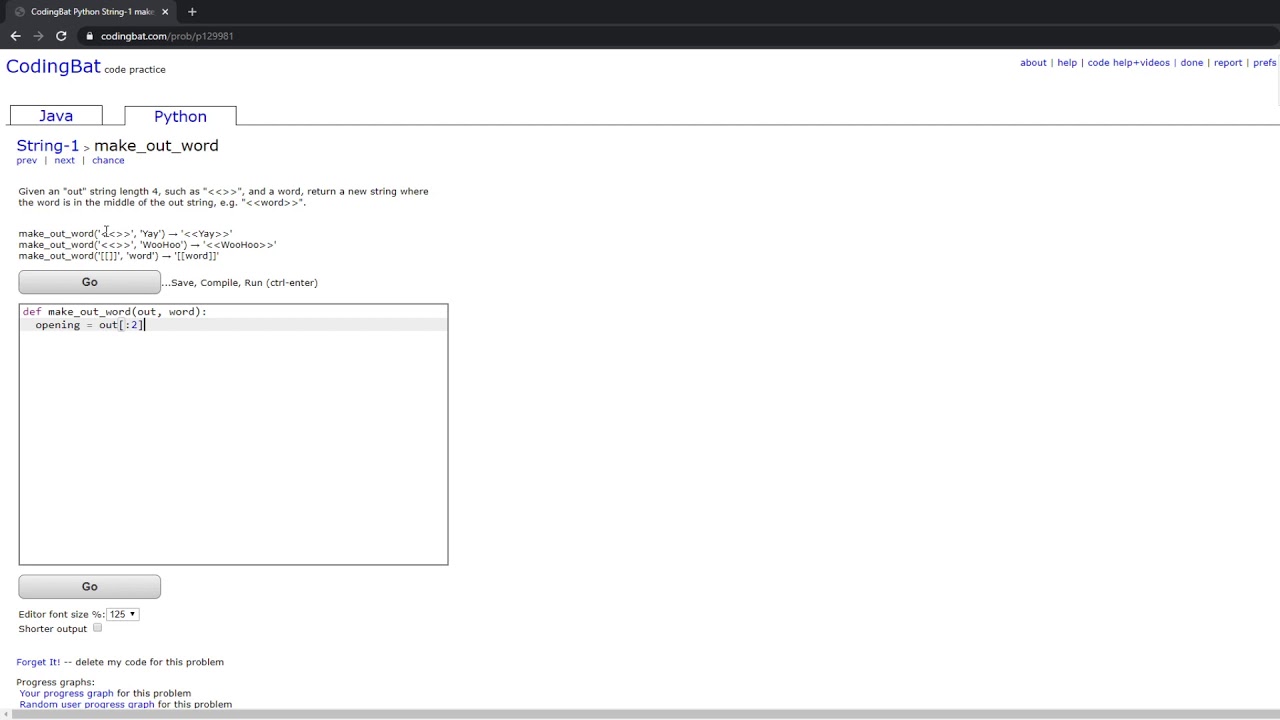 String-1 (make_out_word) Python Tutorial || codingbat.com