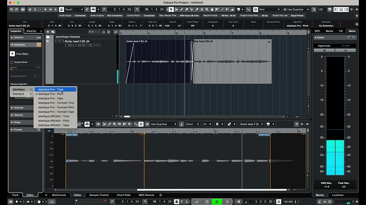 Warp marker with elastique pitch pop/crackle noises with example - Cubase - Steinberg Forums