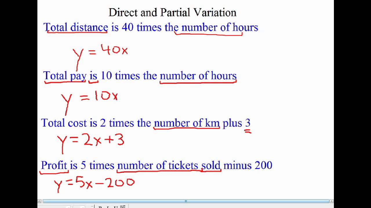 Direct and Partial Variation Part 1