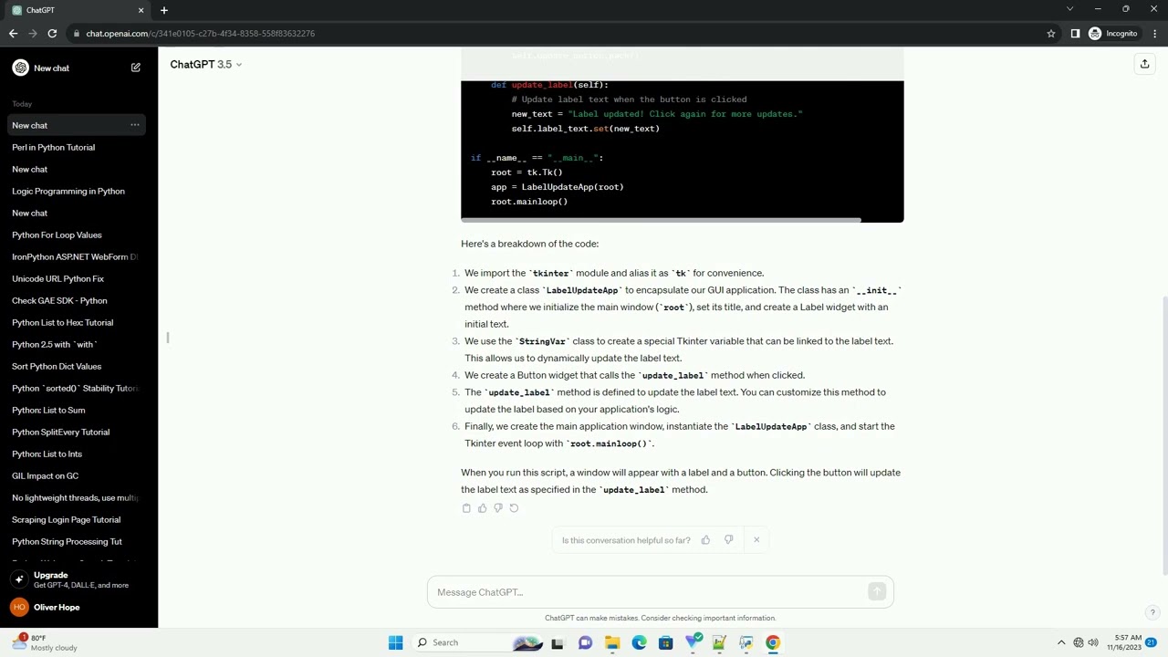 Making python tkinter label widget update