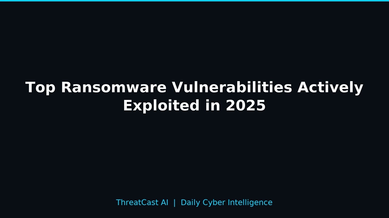 Top Ransomware Vulnerabilities Actively Exploited in 2025