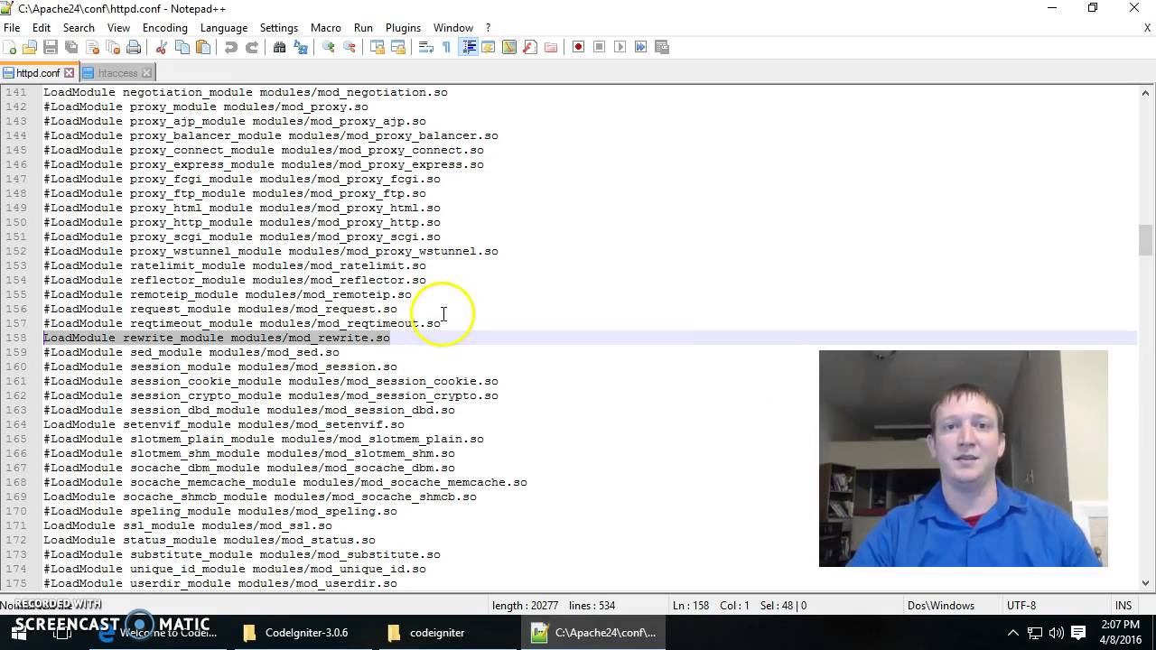 Getting started with Codeigniter on Apache and PHP
