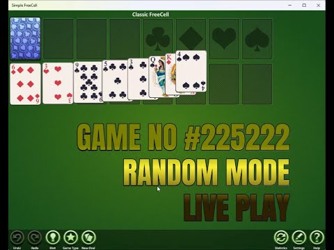 HOW TO PLAY FREECELL SOLITAIRE GAME NO #225222 - LIVE PLAY - RANDOM MODE FOR BEGINNER