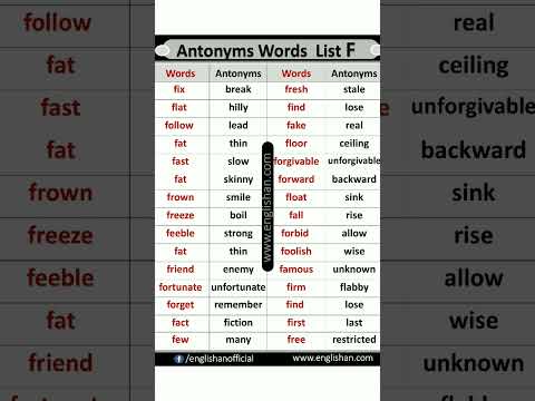 ANTONYMS MEANING LIST FOR F