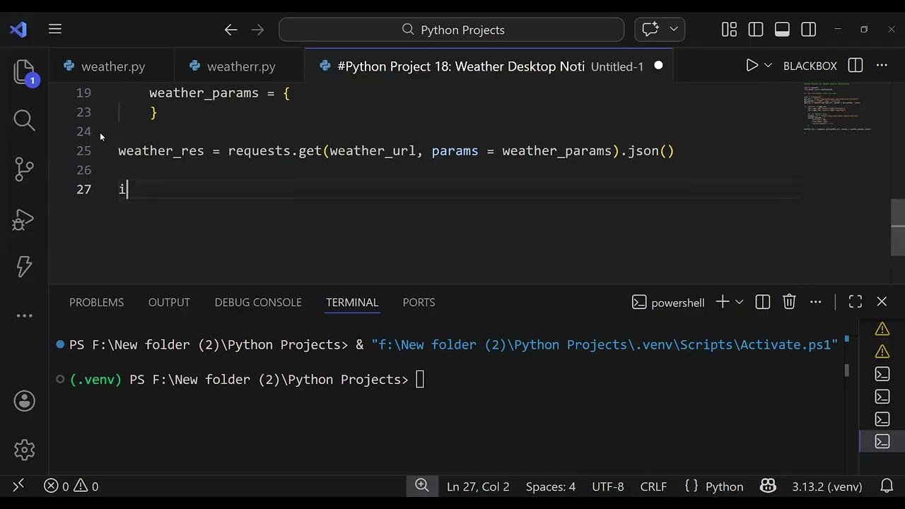 (18) Python Project: Live Weather Desktop Notification using Python