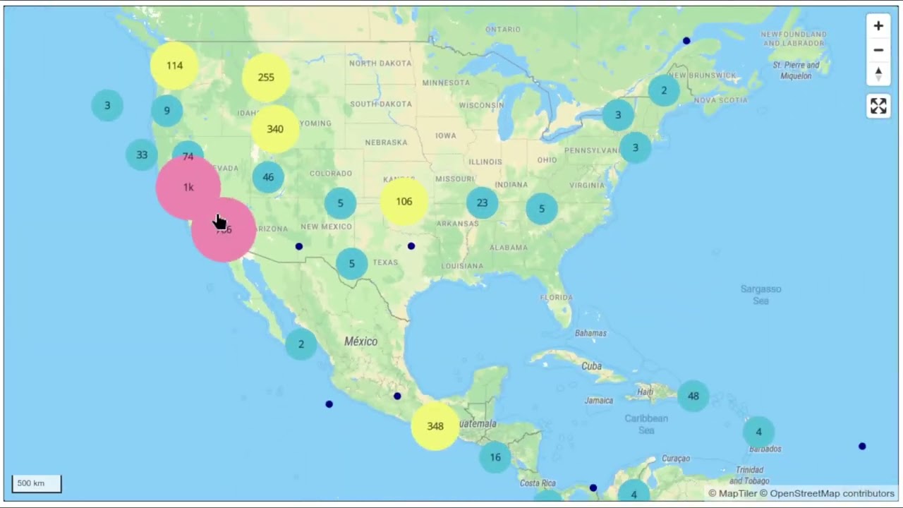 Creating marker clusters and heatmaps with Leafmap and MapLibre