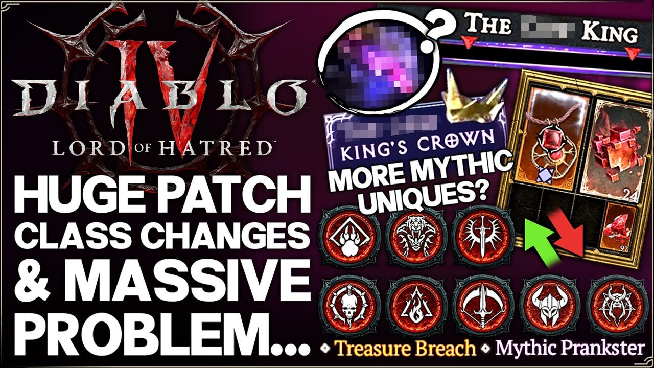 Diablo 4 - WARNING: BIG Class Changes Buffs & More - New Mythic Unique & Cube Problem - Patch Guide!