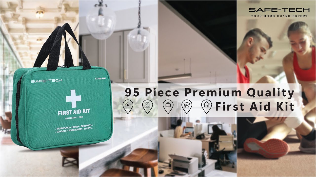 SAFE-TECH First Aid Kit for Work Place and Home BS EN 8599-1:2019