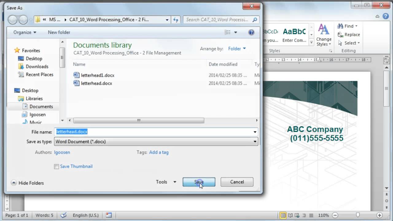 CAT 10 Word Processing Office - 2 File Management