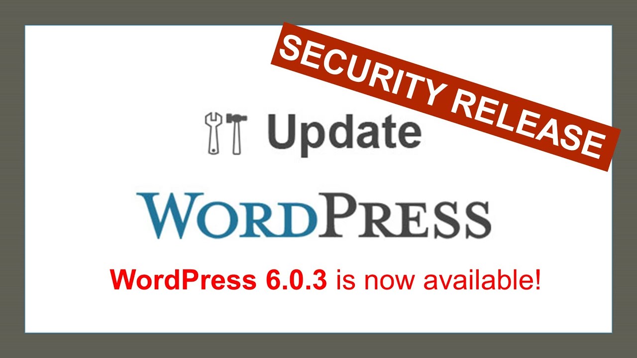 WordPress Update 6.0.3 - Security Release