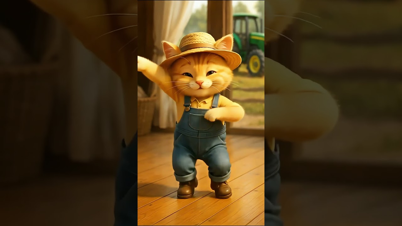 Dancing Cat Farmer Puppy Baz! - Cute Cat Shows Off Dance Moves