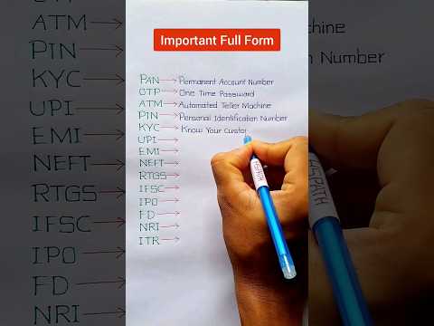 PAN/OTP/KYC/ATM/PIN/EMI/NEFT/RTGS/IFSC Full Form