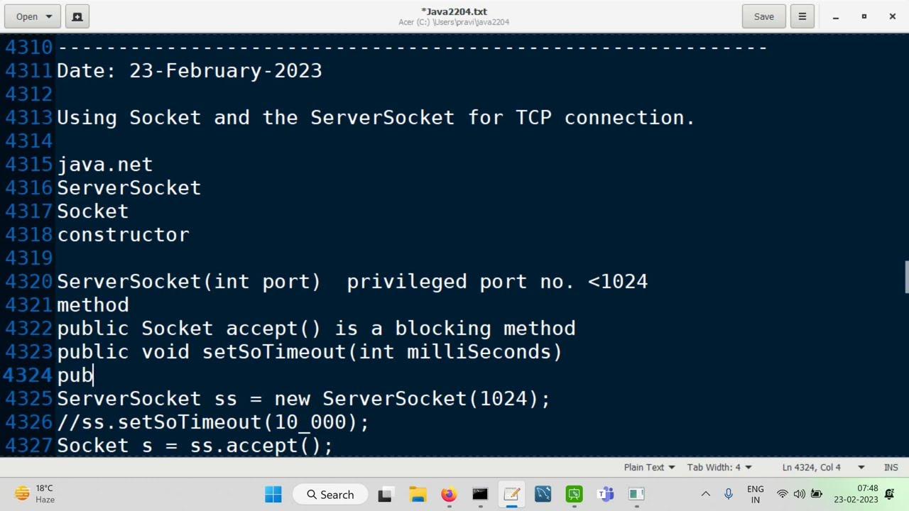ServerSocket and Socket classes