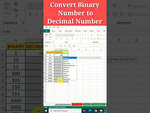 Convert Binary to Decimal Number in excel #viral #excel #shortvideos #trading #mexcel #ytshorts