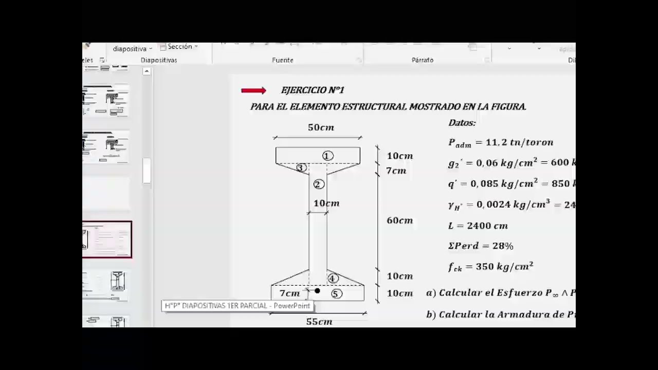 H°P° Ejercicio 1 Diseño de Vigas Pretensadas