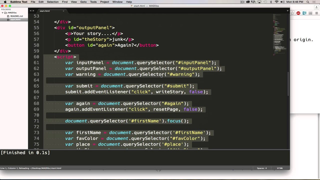 javascript git and madlibs