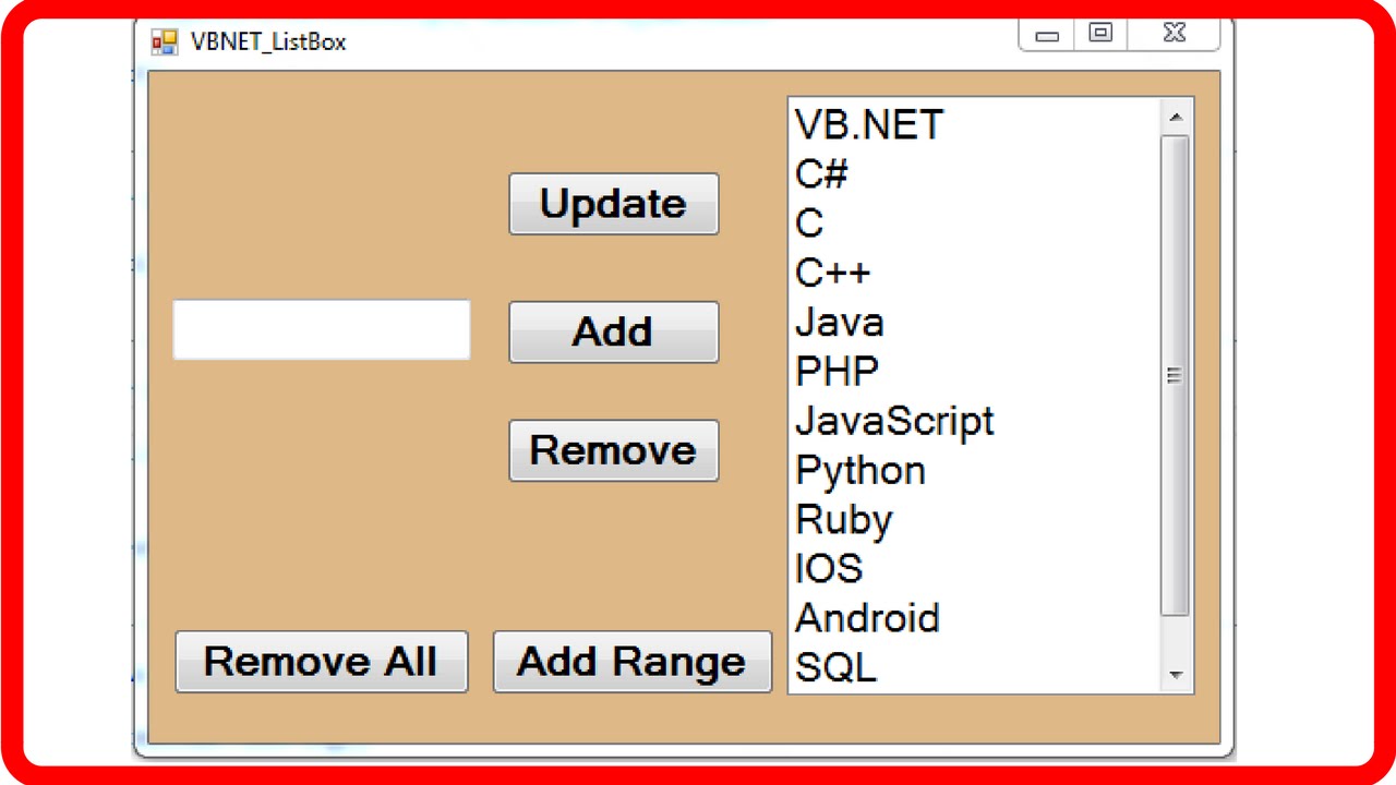 VB.NET ListBox - How To Add, Edit, Remove From Listbox Using Visual Basic .Net [ with source code ]