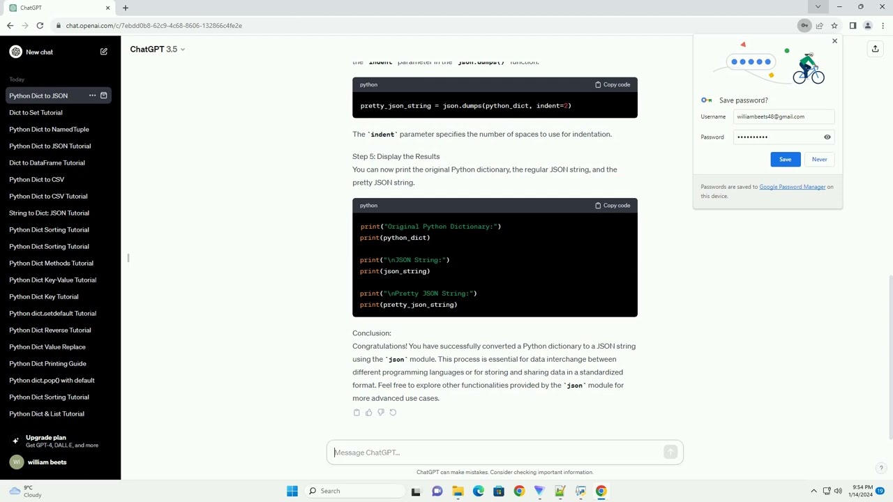 python dict to string json