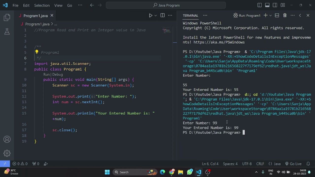 Program to read and print Integer value in java | JAVA | Beginner | DSA