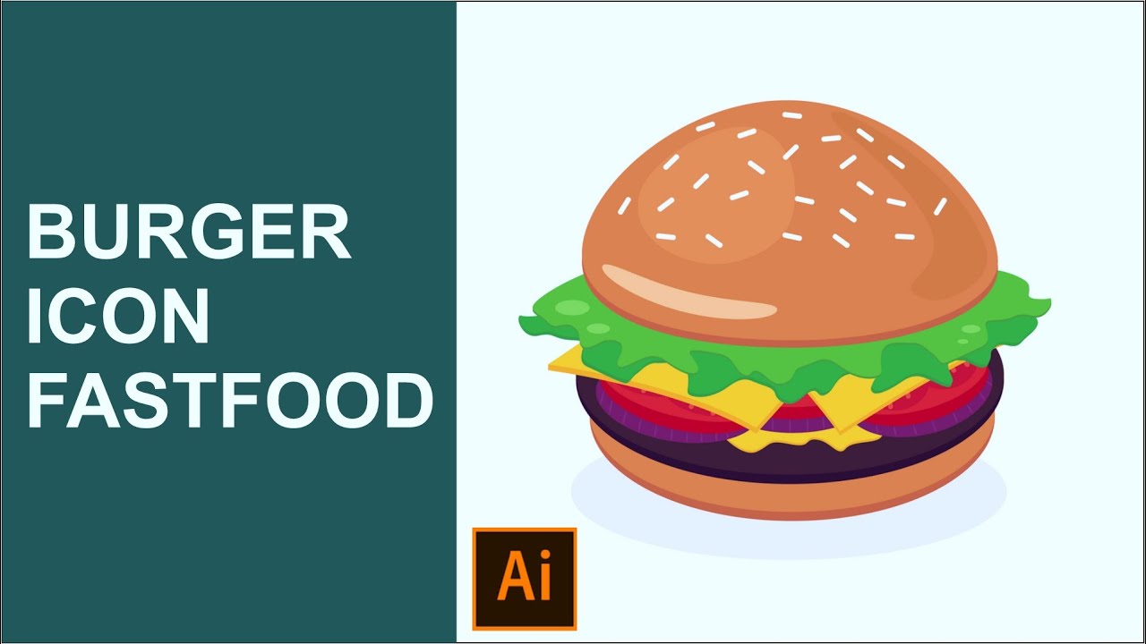 Adobe Illustrator Tutorial How to create  BURGER ICON vector image
