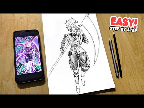 How to Draw Goku Black Rose (Full Body) | Drawing Black Goku Rose with Scythe | Anime Drawing Easy