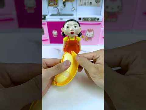 Squidgame Young-Hee Eating Banana Kitchen Set Toys, Satisfying With Lily Toys Unboxing #squidgame