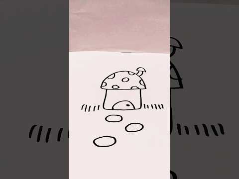 How to draw a cute mushroom house π Step by step drawing #art #drawingshorts