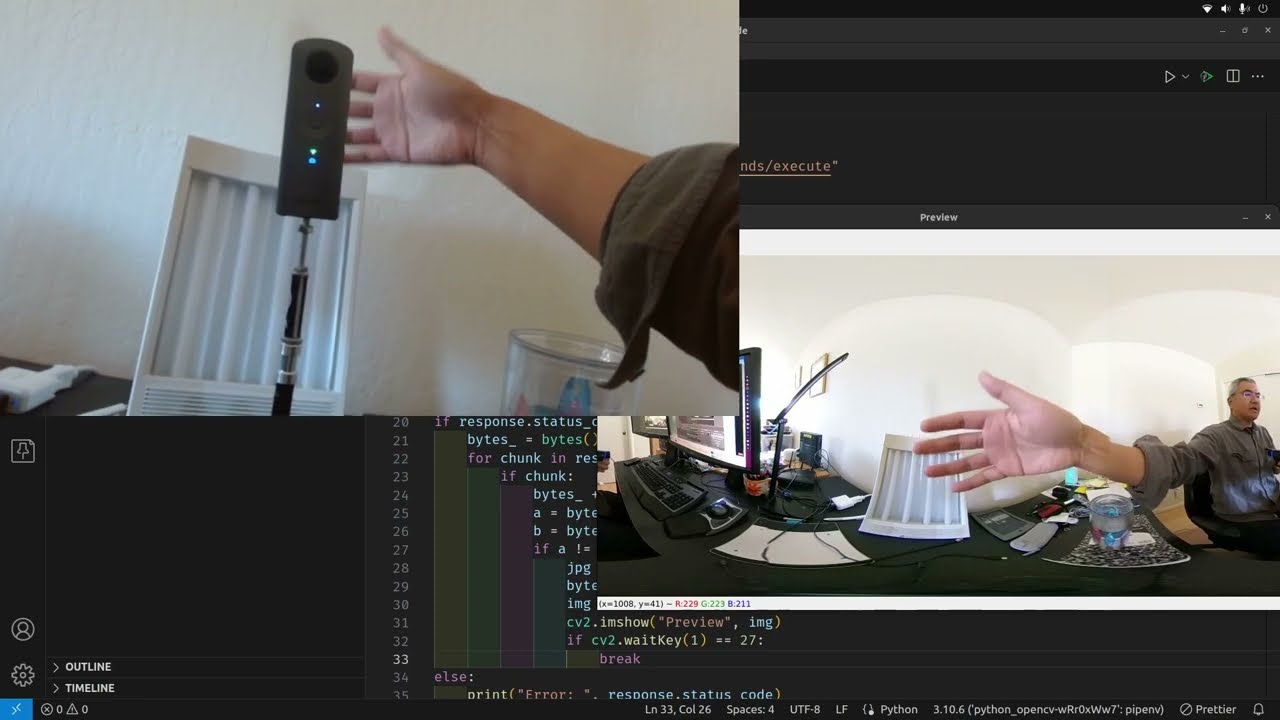 Preview Mjpeg Stream On A Ricoh Theta X With Python And Opencv Api Usage Camera 360 Developer