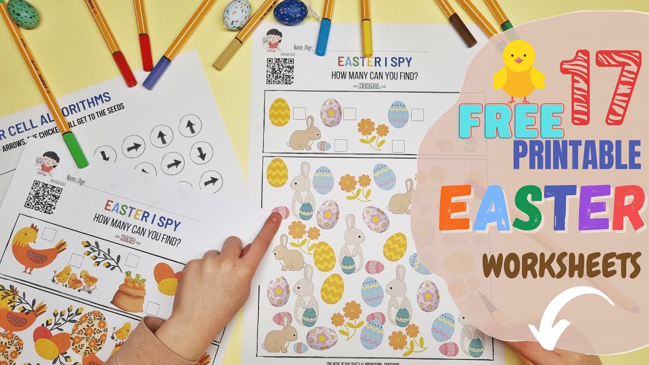 FREE PRINTABLE EASTER WORKSHEETS for KIDS | EASTER CRAFTS FOR KIDS